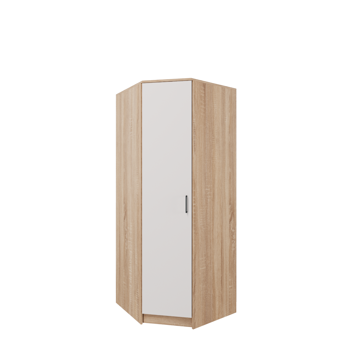 Шкаф для одежды распашной угловой Фреш-1-1, Дуб сонома/Белый, 800х800х2000 мм, в спальню