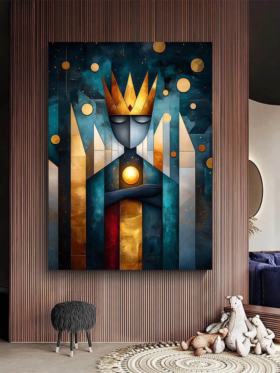 Картина на стену для интерьера - "Абстракция, король / корона" , 20х30 см.