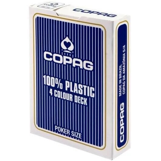 Карты Copag 4 colour для покера, синяя рубашка, 100 пластик