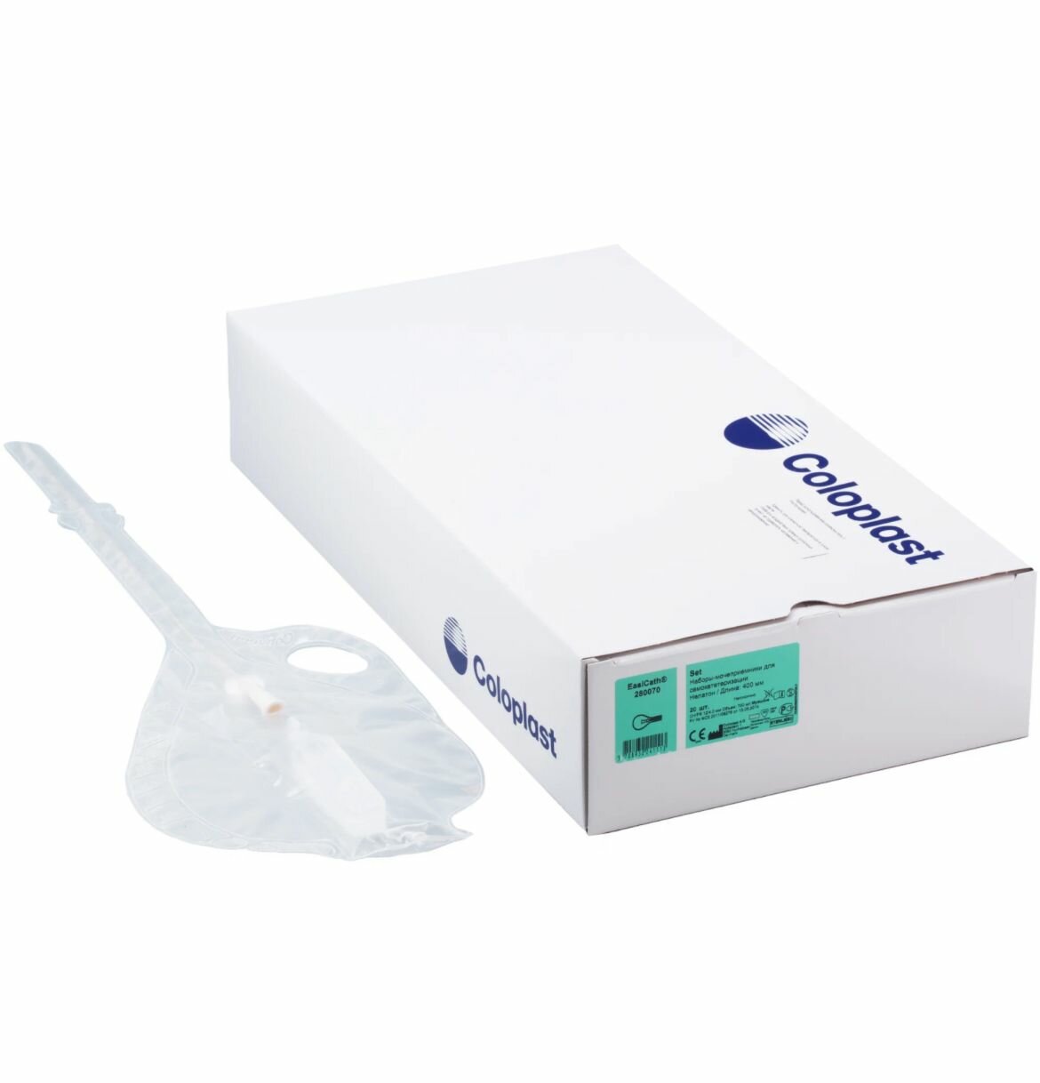 28007, Набор - мочеприемник для самокатетеризации: мешок - мочеприемник, катетер лубрицированный для самокатетеризации Изикет Сет (EasiCath Set) Колопласт, размер СН 12, 20шт. в упаковке