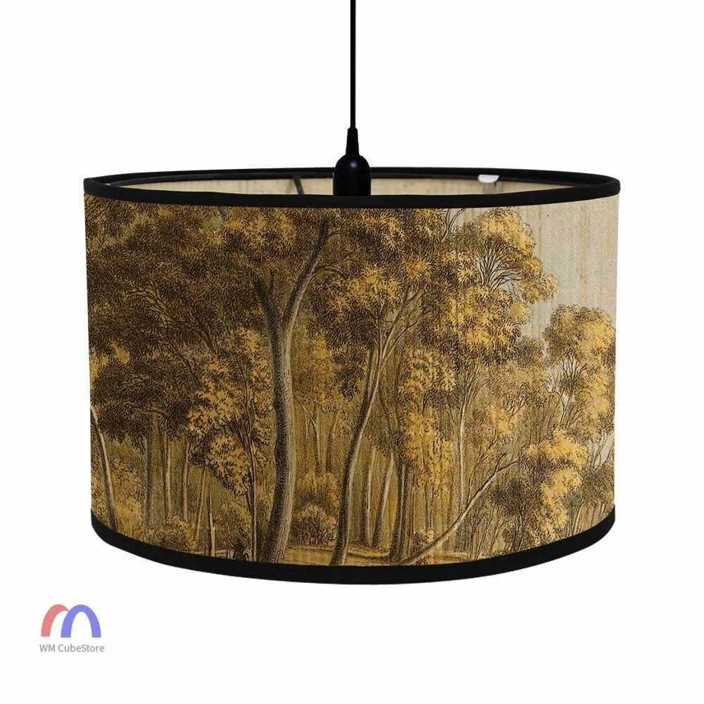 Современный винтажный коричневый круглый барабанный абажур для настольной лампы торшера гостиной спальни 30х30х20 см