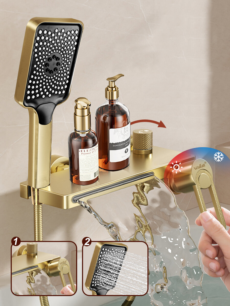 Душевая система, смеситель для ванны с душем, набор для ванной комнаты, 3 В 1, новый дизайн, золотой