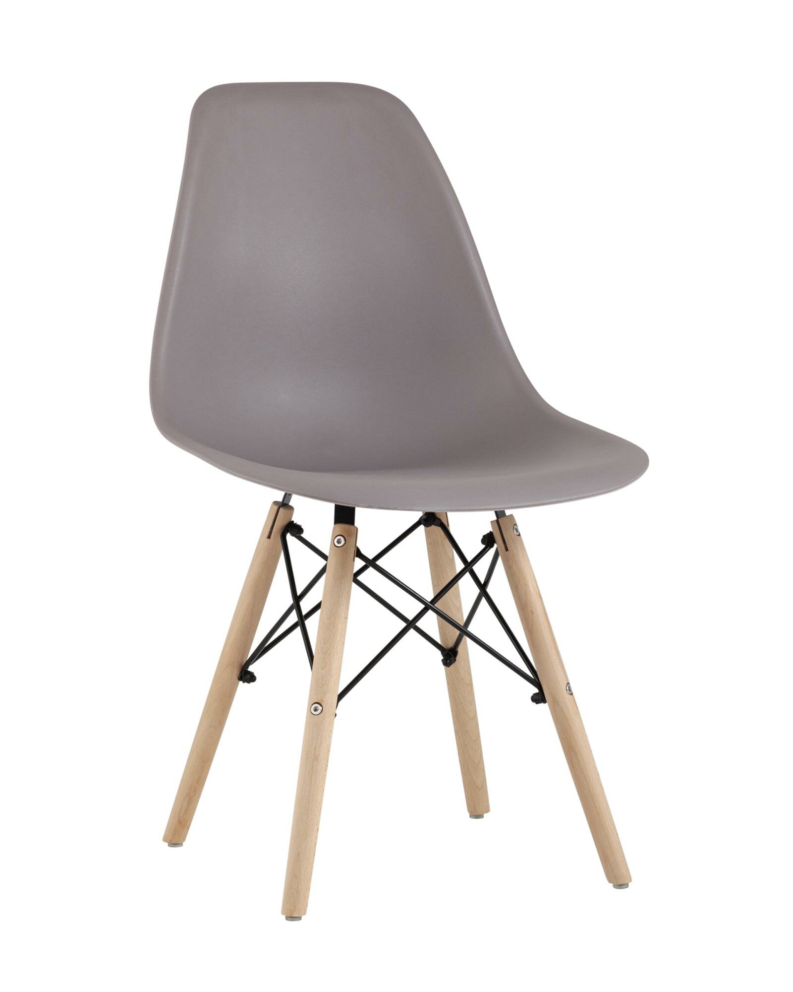 Стул Eames Style DSW STOOL GROUP темно-бежевый, пластик, дерево, твердое сиденье, без подлокотников