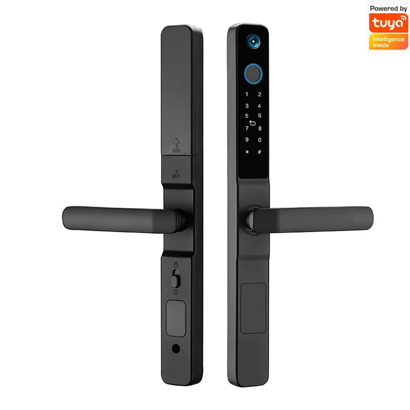 Умный алюминиевый дверной замок Tuya с камерой, отпечатком пальца Black long tuya, 2885 22 240regular