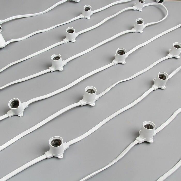 Гирлянда Luazon Lighting "Белт-лайт", 50 м, IP65, 2W, белая каучуковая нить, шаг 40 см, Е27, без ламп, 220 В
