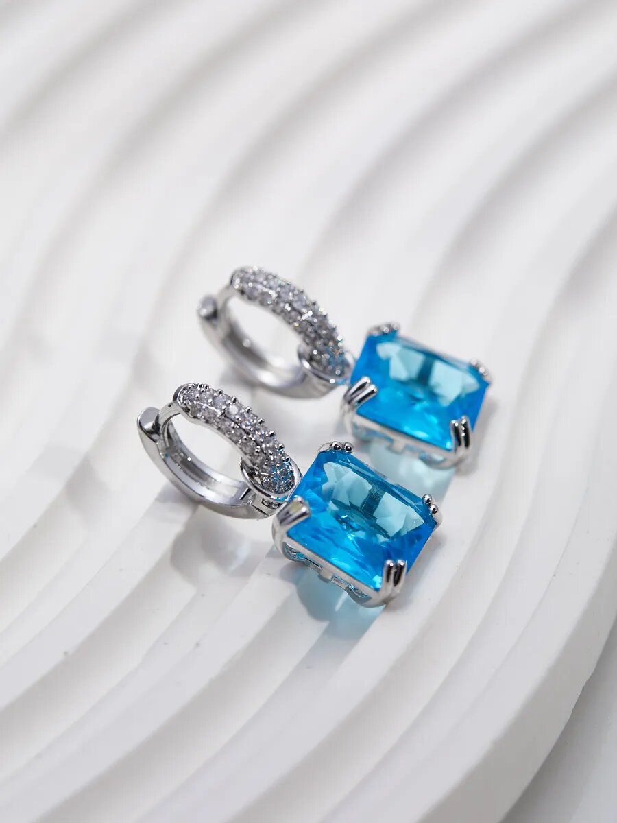 Серьги конго, фианит, кристалл, циркон