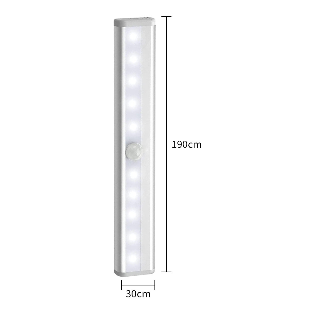 Беспроводной датчик движения для освещения шкафа, 3 шт, 10 светодиодных ламп для кладовой, кухни, ванной комнаты, питание от батареек