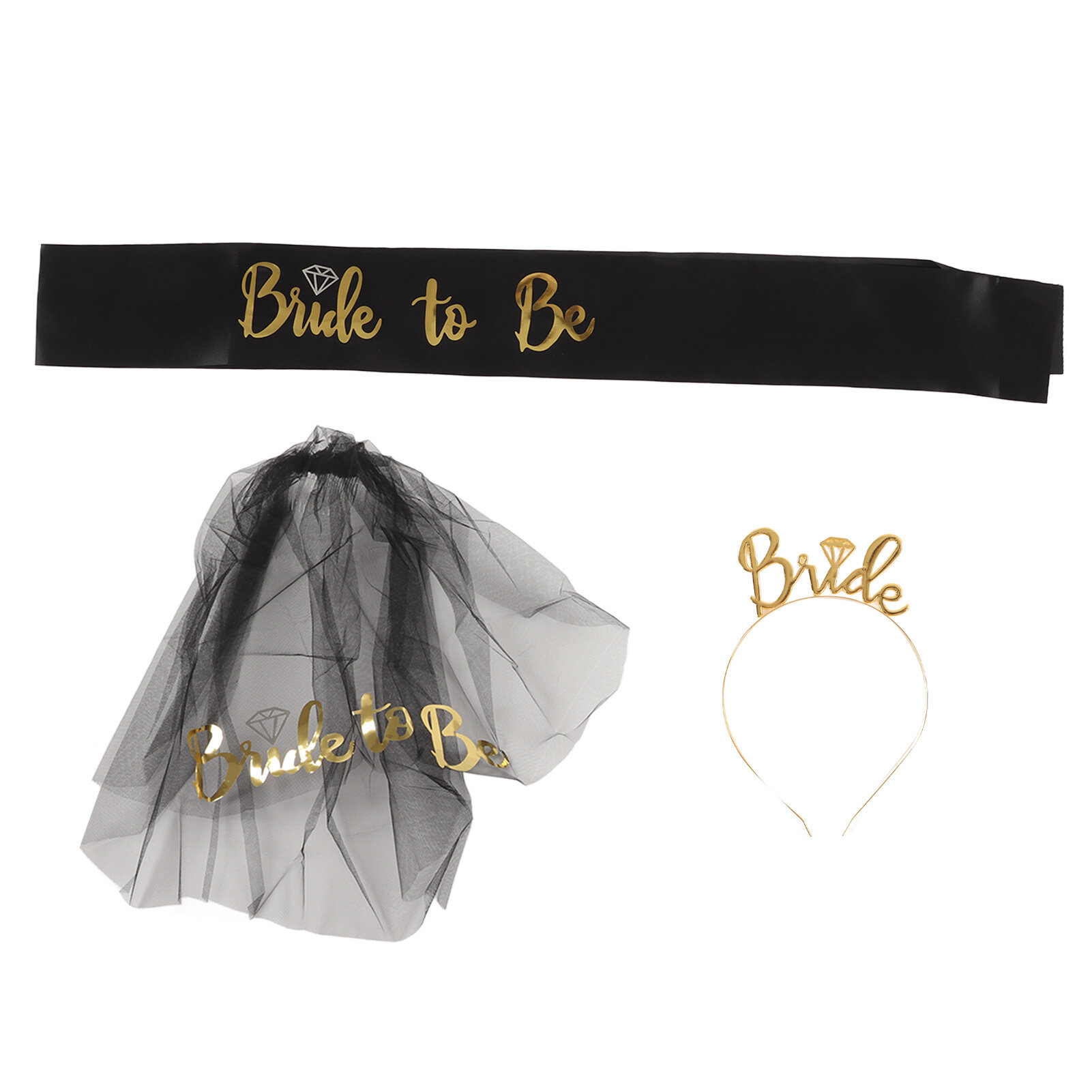 Свадебная диадема невесты: блестящая черная лента, бахрома, многослойная фата, пояс, корона. Подарки для невесты.