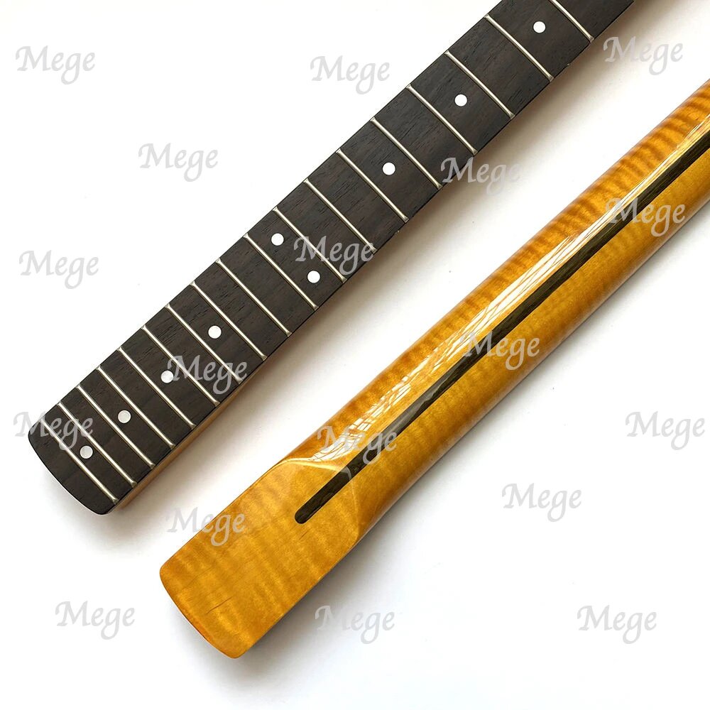 TL Tiger Flame Maple Neck Замена грифа электрогитары с радиусом 9,5 дюйма 21-ладовый винтажный глянцевый оттенок с грифом из палисандра