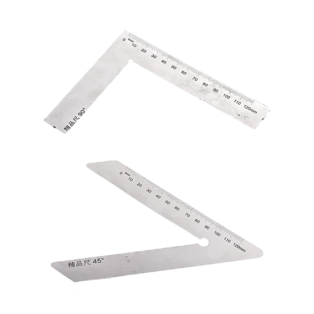1 комплект из 2 угловых линейок из нержавеющей стали 45 градусов 90 градусов