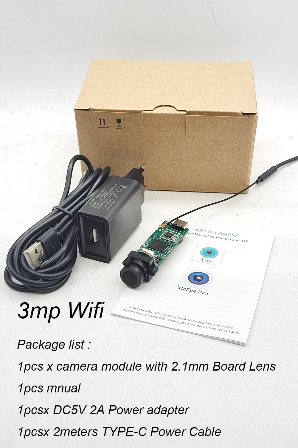 Icsee Xmeye мини WiFi камера 3MP 2.1mm MTV Board lens, AU-штекер