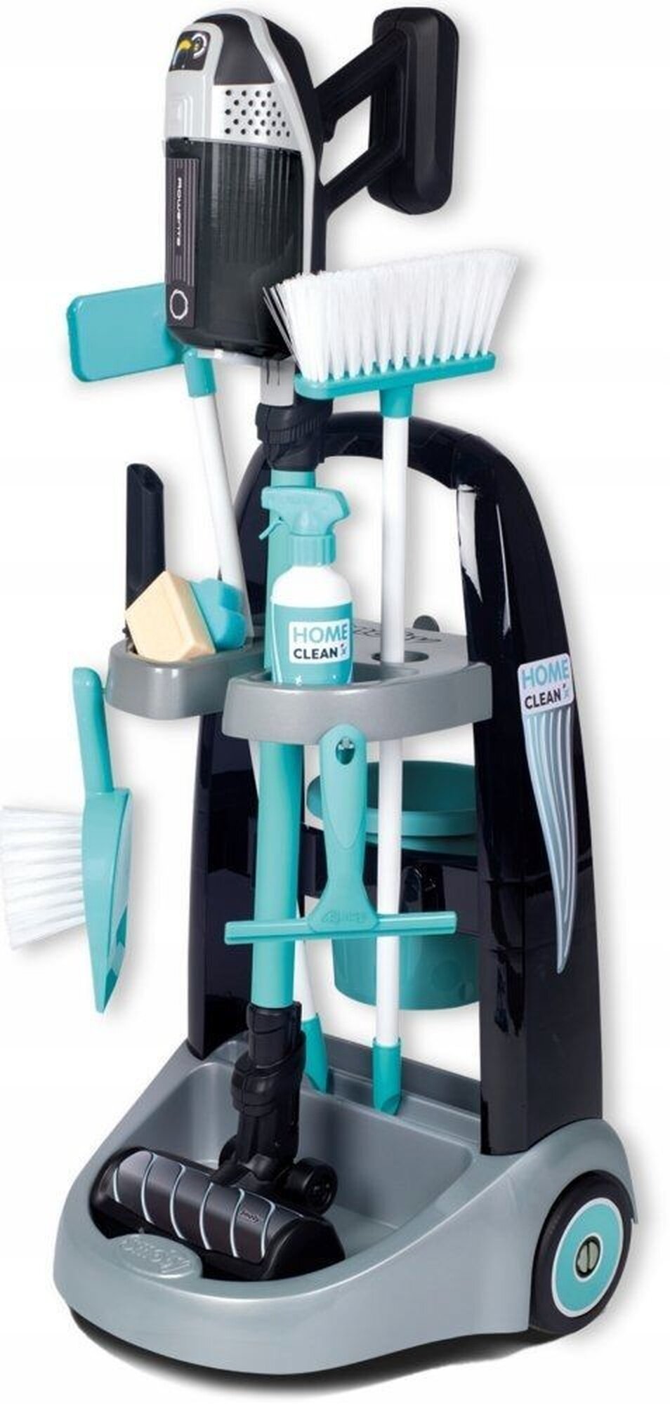 Игровой набор Smoby - Игрушечная Тележка для уборки с пылесосом Rowenta со звуком + 10 аксессуаров - Смоби 330319