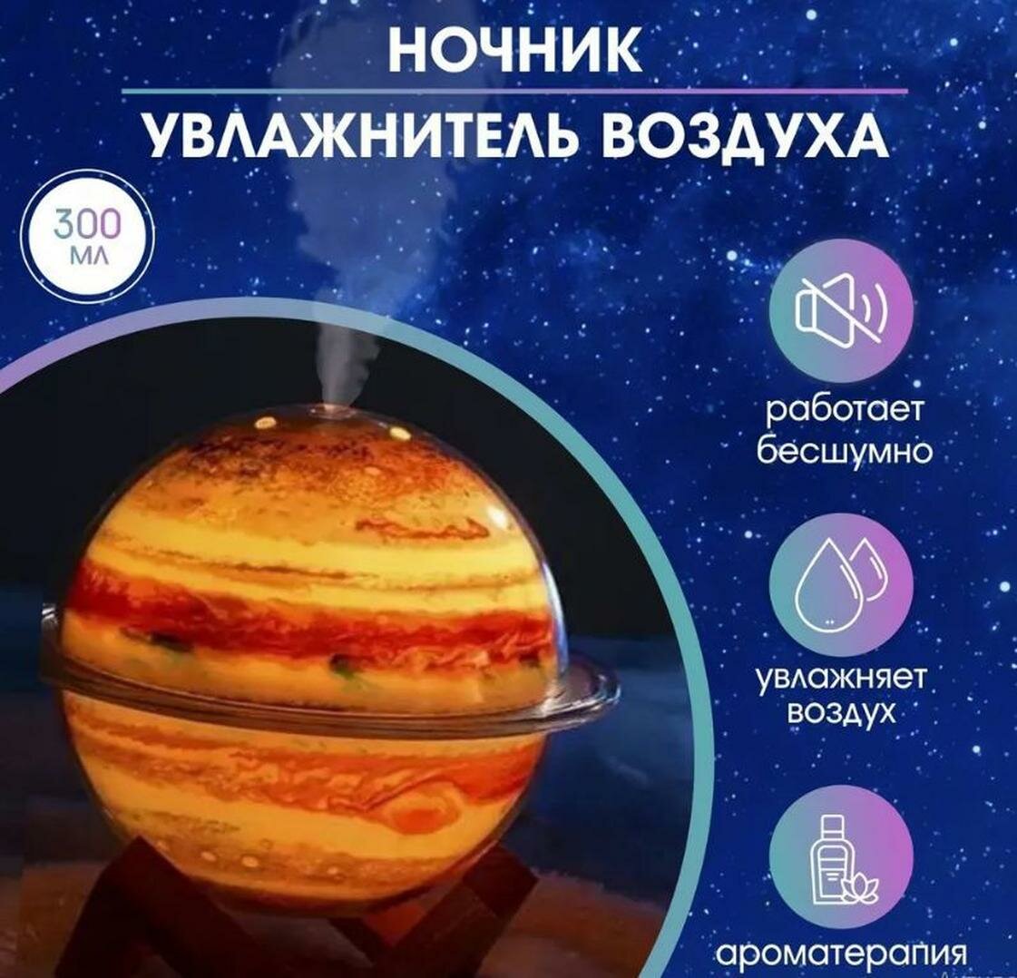 Ночник-увлажнитель настольный Сатурн, желтый, сменный фильтр в комплекте