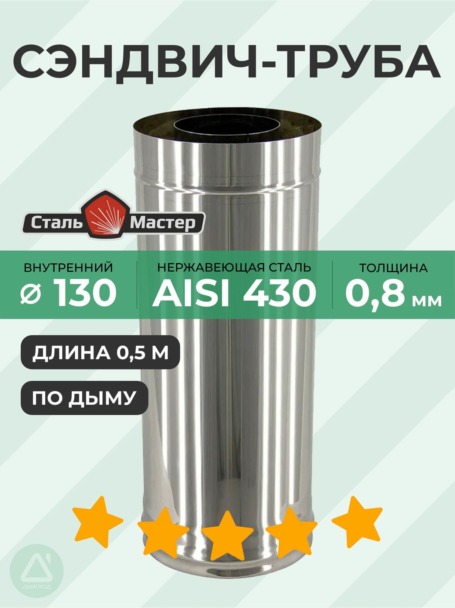 Сэндвич 130 / 220 0,5 м нерж 0,8 мм / нерж 0,5 мм