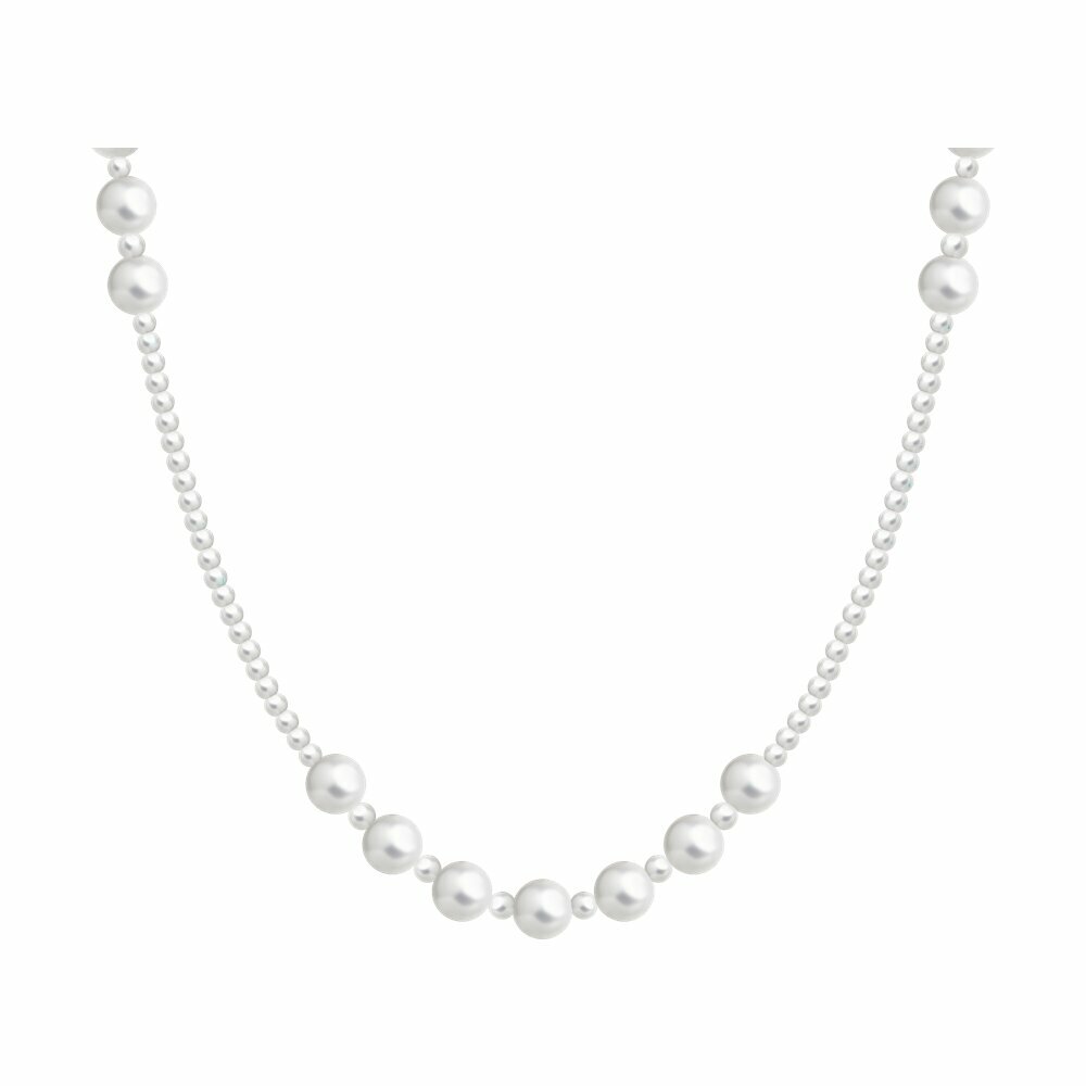 Колье, серебро, 925 проба, родирование, жемчуг имитация