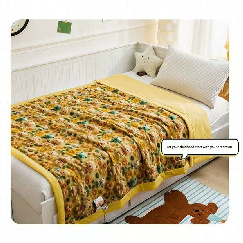 Blanket 5d summer cooling with digital print soft ice silk for home use 145 200cm