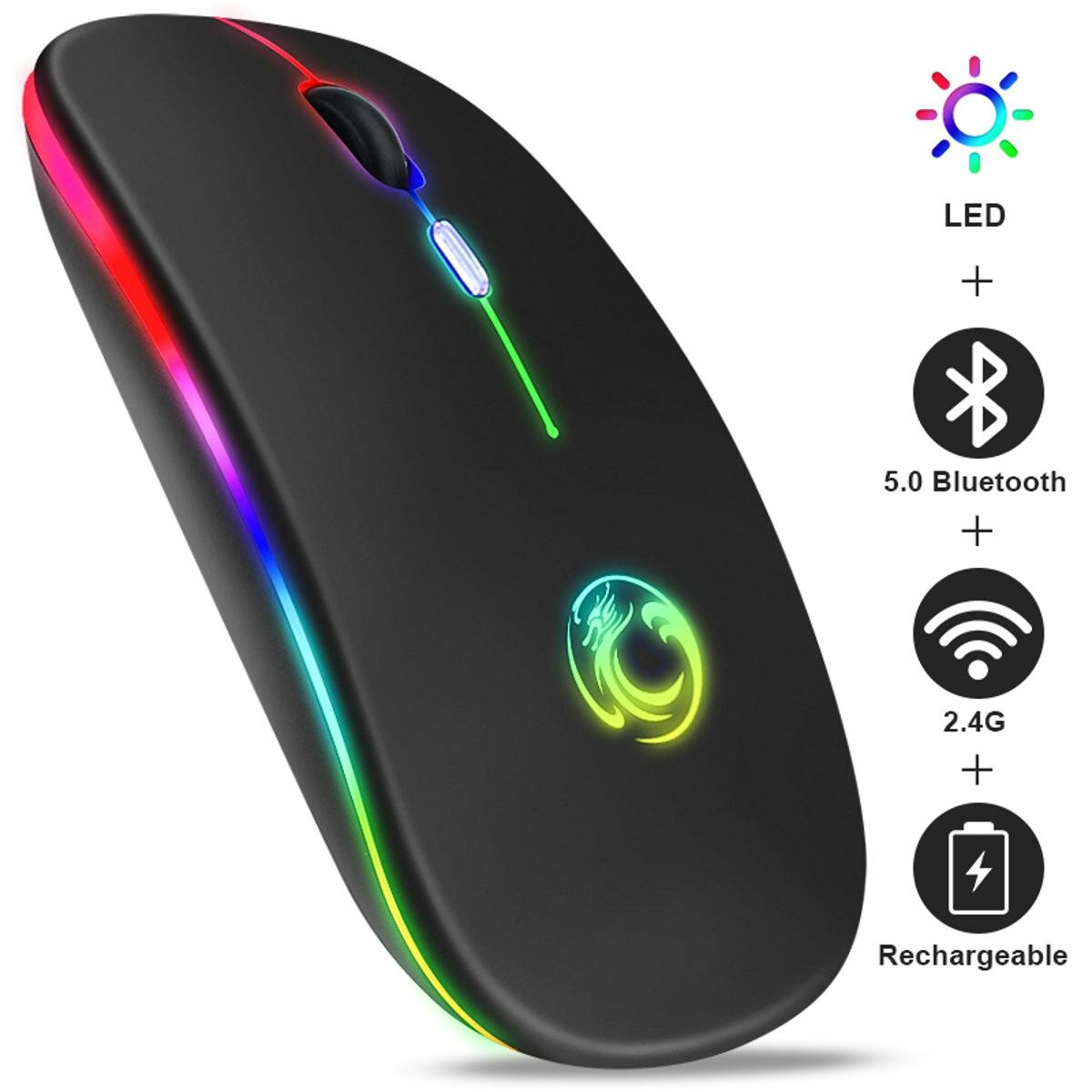 [Good LIFE]Беспроводная мышь для компьютера RGB Bluetooth мышь перезаряжаемая беспроводная мышь USB бесшумная мышь эргон