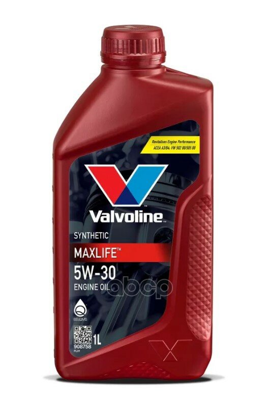 Масло моторное VALVOLINE MAXLIFE A3/B4 5W-30 1л На складе Valvoline арт. 908758