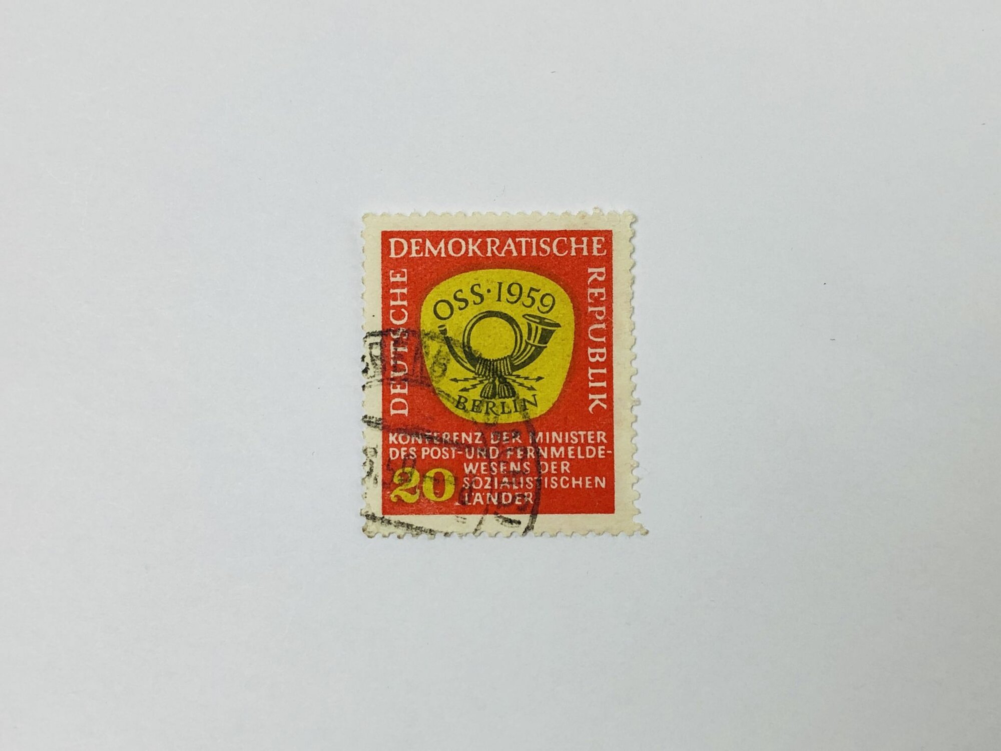 Почтовые марки Почтовая конференция. Почтовый Рог. Почта. Германия (ГДР). 1959. Михель: DD 686. Гашен