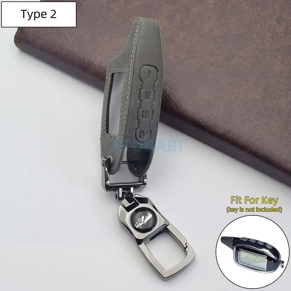 Серый кожаный чехол для автомобильных ключей Scher Khan Magicar 7, 8, 9, 10, 11, 12, русская двусторонняя автомобильная сигнализация, чехол с ЖК-дисплеем и дистанционным управлением Type 2