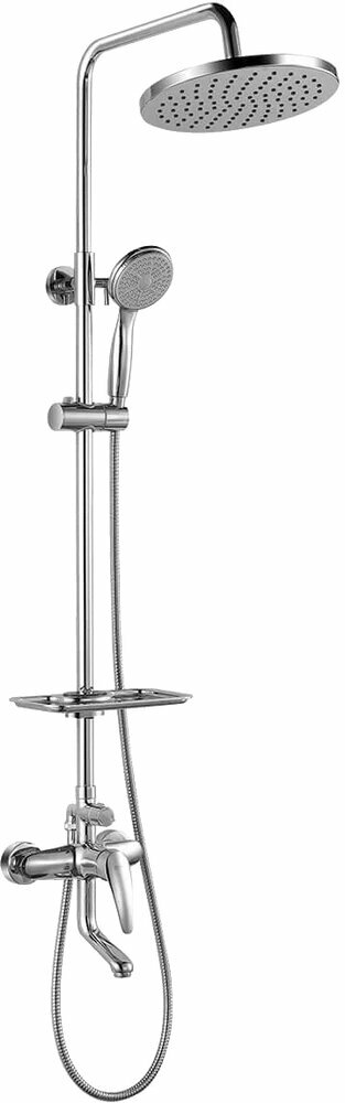 Душевая стойка Lemark Linara LM0462C со смесителем, хром, глянцевая, с тропическим душем, с изливом, с девиатором, с лейкой, душевая система, латунная