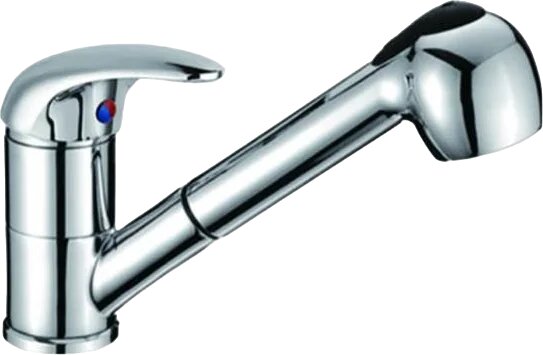 Смеситель для кухни D-lin D158352 с поворотным изливом, хром, глянцевый, однорычажный, латунный, с керамическим картриджем