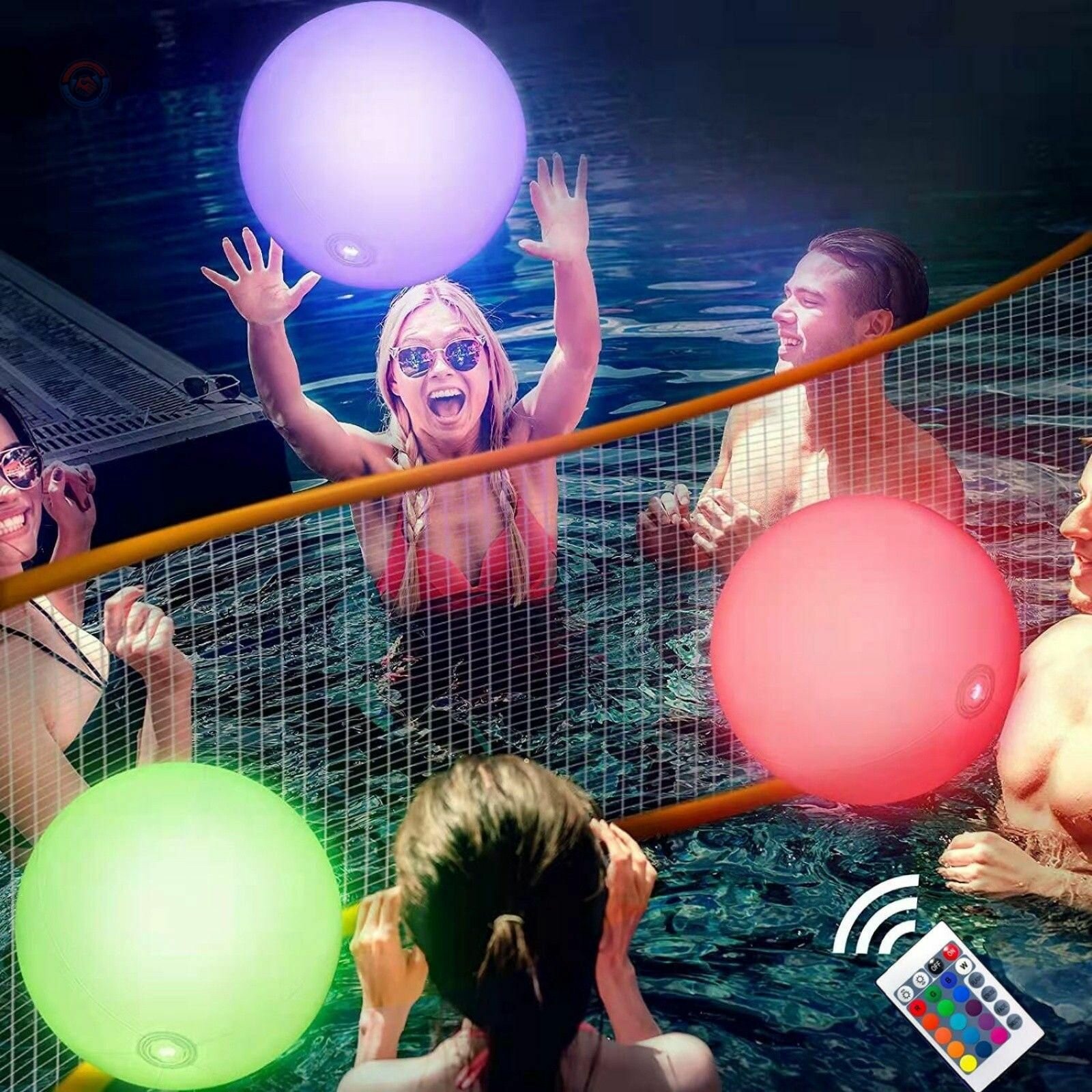 Надувной светящийся мяч для бассейна и пляжа с пультом дистанционного управления, водонепроницаемый, яркий LED-эффект