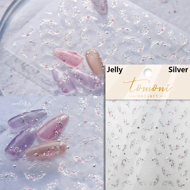 3D наклейки для ногтей Tomoni Silver Stars Moon, Цвет: MP5800MS598S