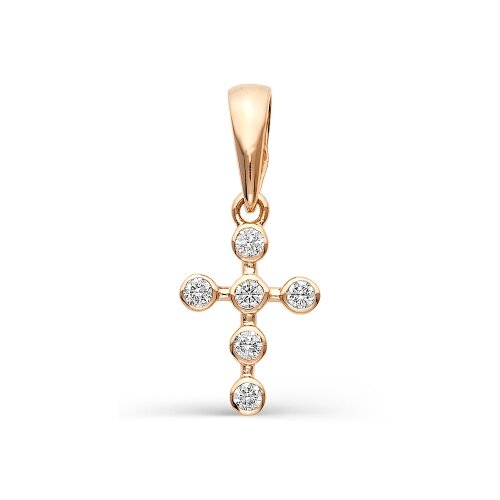 Крестик, белое золото, 585 проба, бриллиант