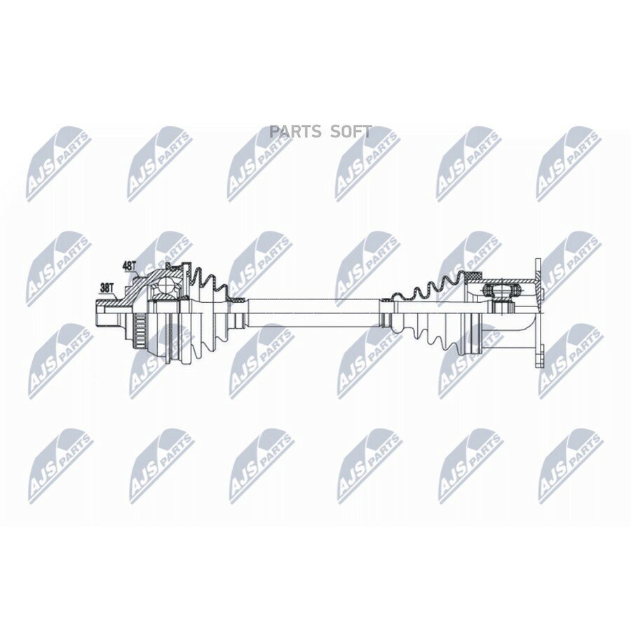 Полуось VW Sharan 1.8T, 1.9TDI, 2.0, 2.8VR6 00- L/R от официального дистрибьютора, NTY, артикул NPWVW036