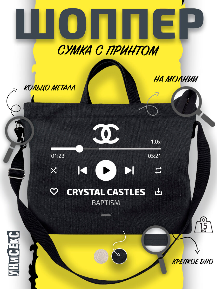 Сумка  шоппер y2k через плечо Crystal Castles Кристал Кастл