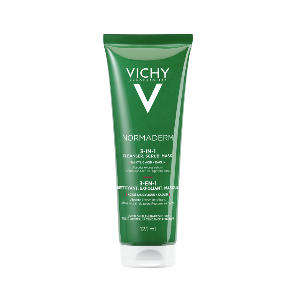 Vichy normaderm очищающее средство 3 в 1 гель-скраб-маска 125 мл