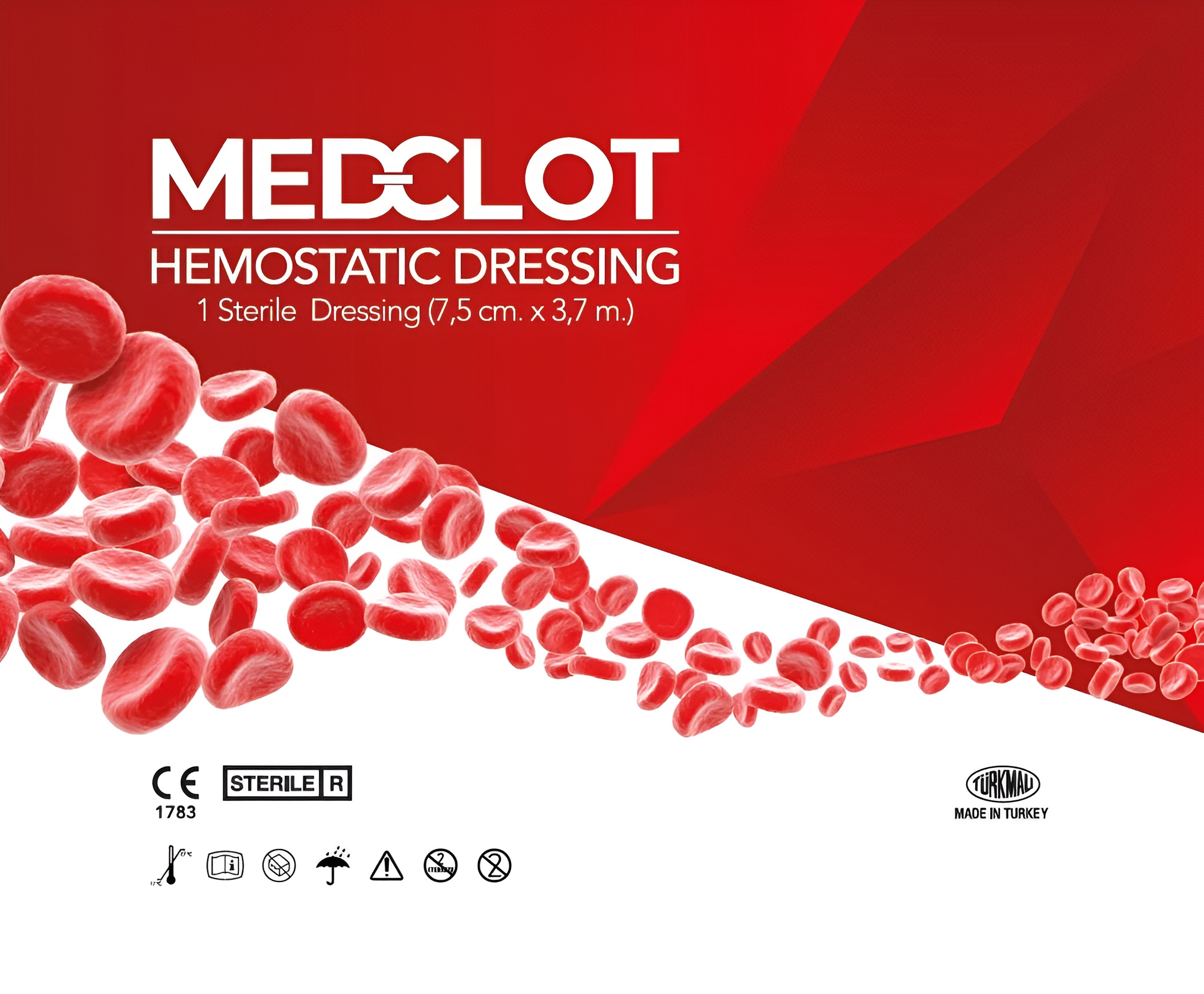 MEDCLOT HEMOSTATIC DRESSING 7,5X370 СМ/бинт Z-сложенный гемостатический медклот/кровоостанавливающий/ранозаживляющий