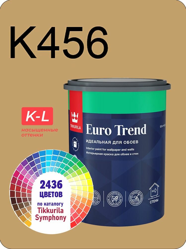 Краска для обоев Tikkurila Euro Trend 0,9л. насыщенные оттенки K456