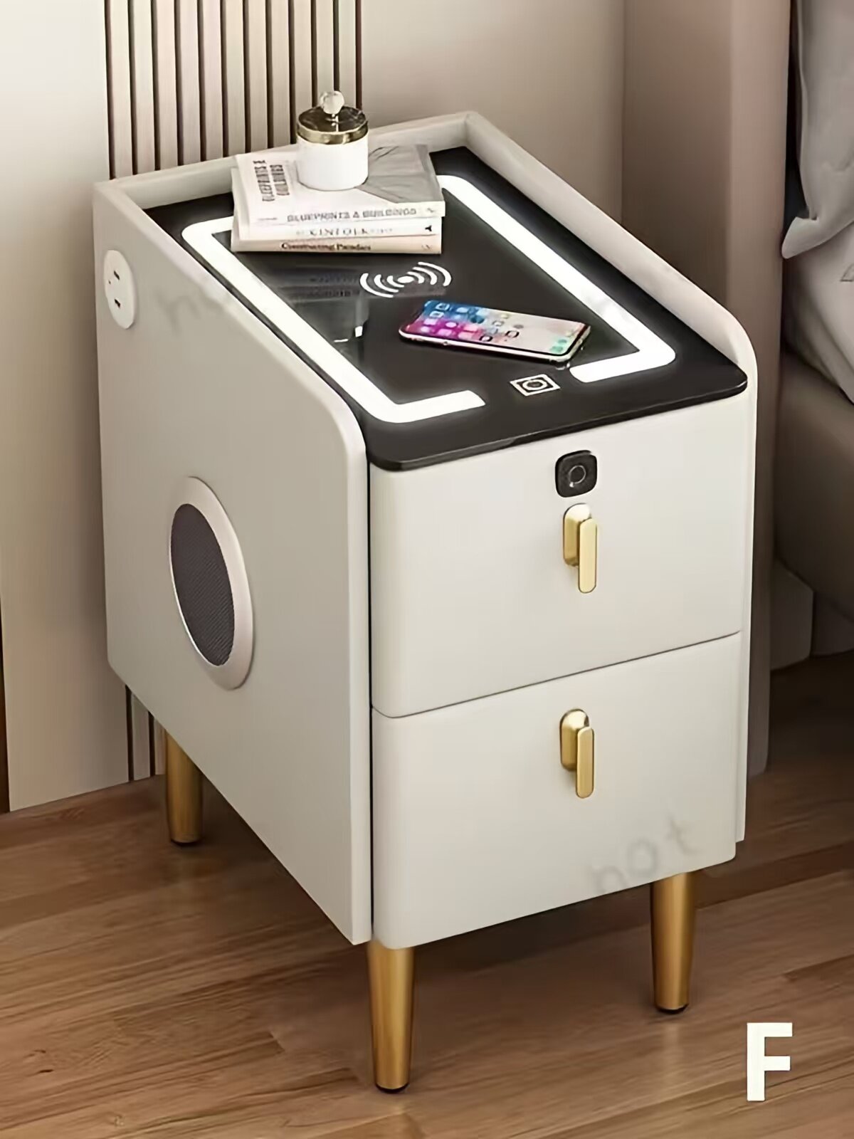 Тумба-секретер F, массив дерева, 2 ящика, хай-тек, с подсветкой