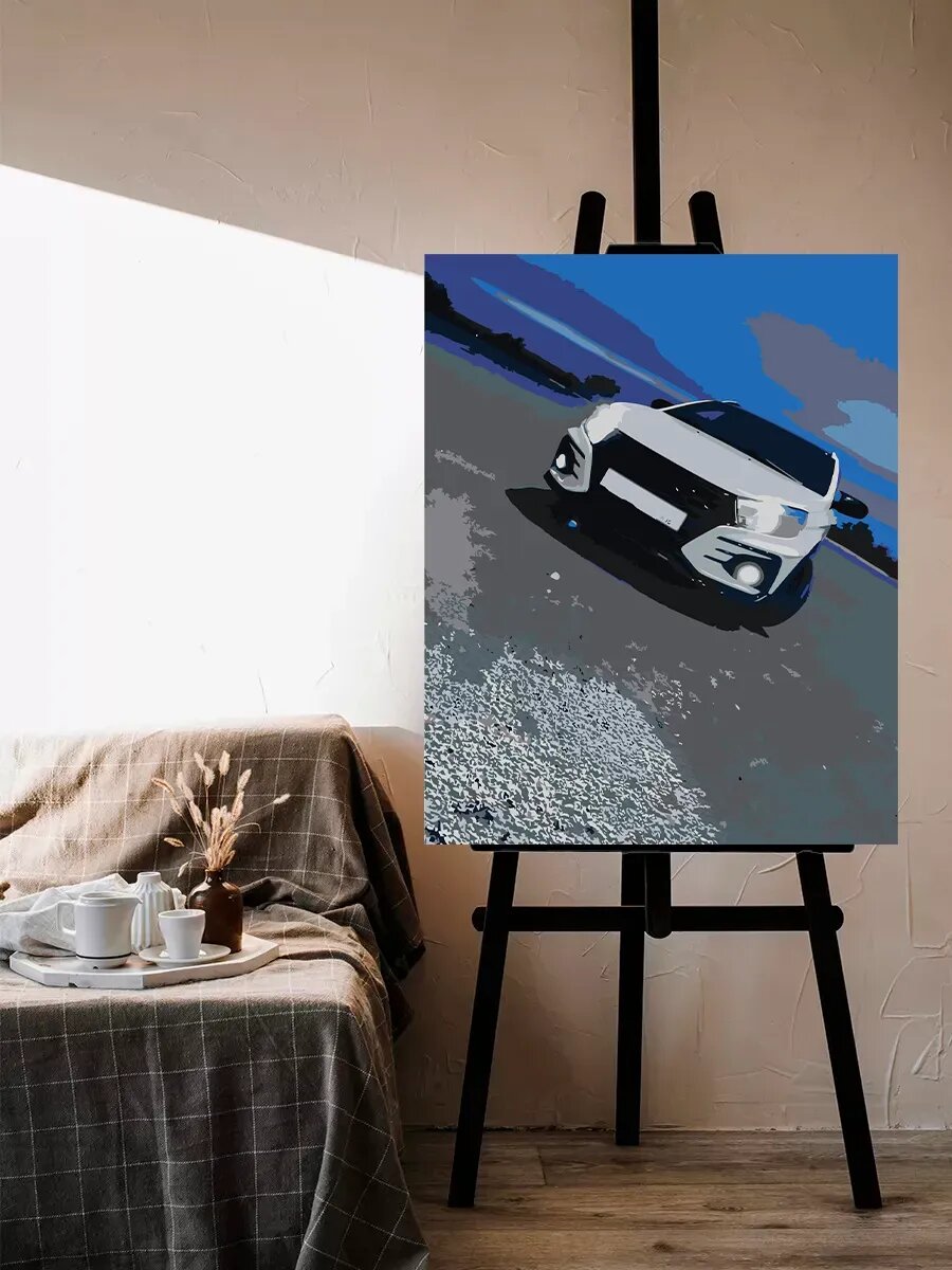 Картина по номерам Белая Lada Vesta Cross Лада Веста Кросс