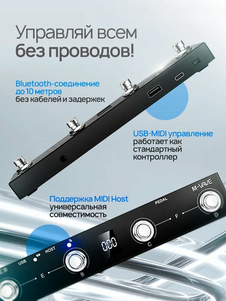 MIDI-контроллер "M-Vave" Chocolate Plus, для гитары, USB, Bluetooth, черная/белая