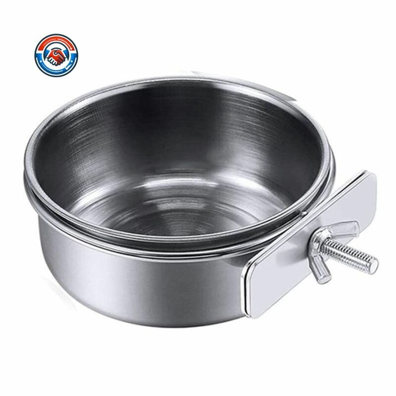 Кормушка из нержавеющей стали — съёмная миска для попугаев, волнистых, ара, какаду с креплением на клетку, 3 размера