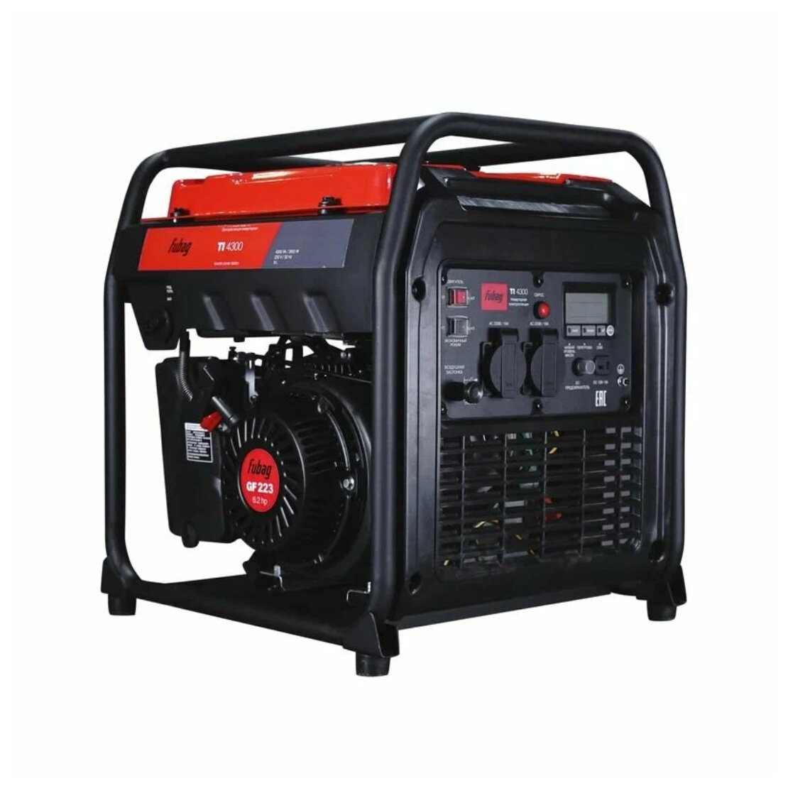 Генератор инверторный цифровой FUBAG TI 4300, 4.4 кВт, 4-тактный, топливный бак 9 л, масляный бак 0.55 л, черный