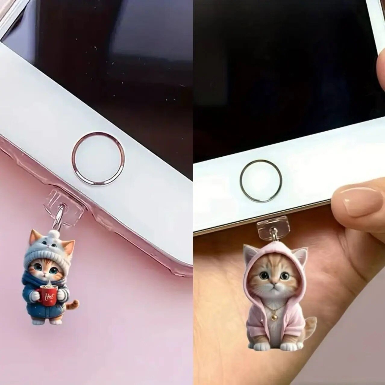 Защитный чехол 2D Flat Cute Cat от пыли (совместим с iPhone/Type-C и Android)