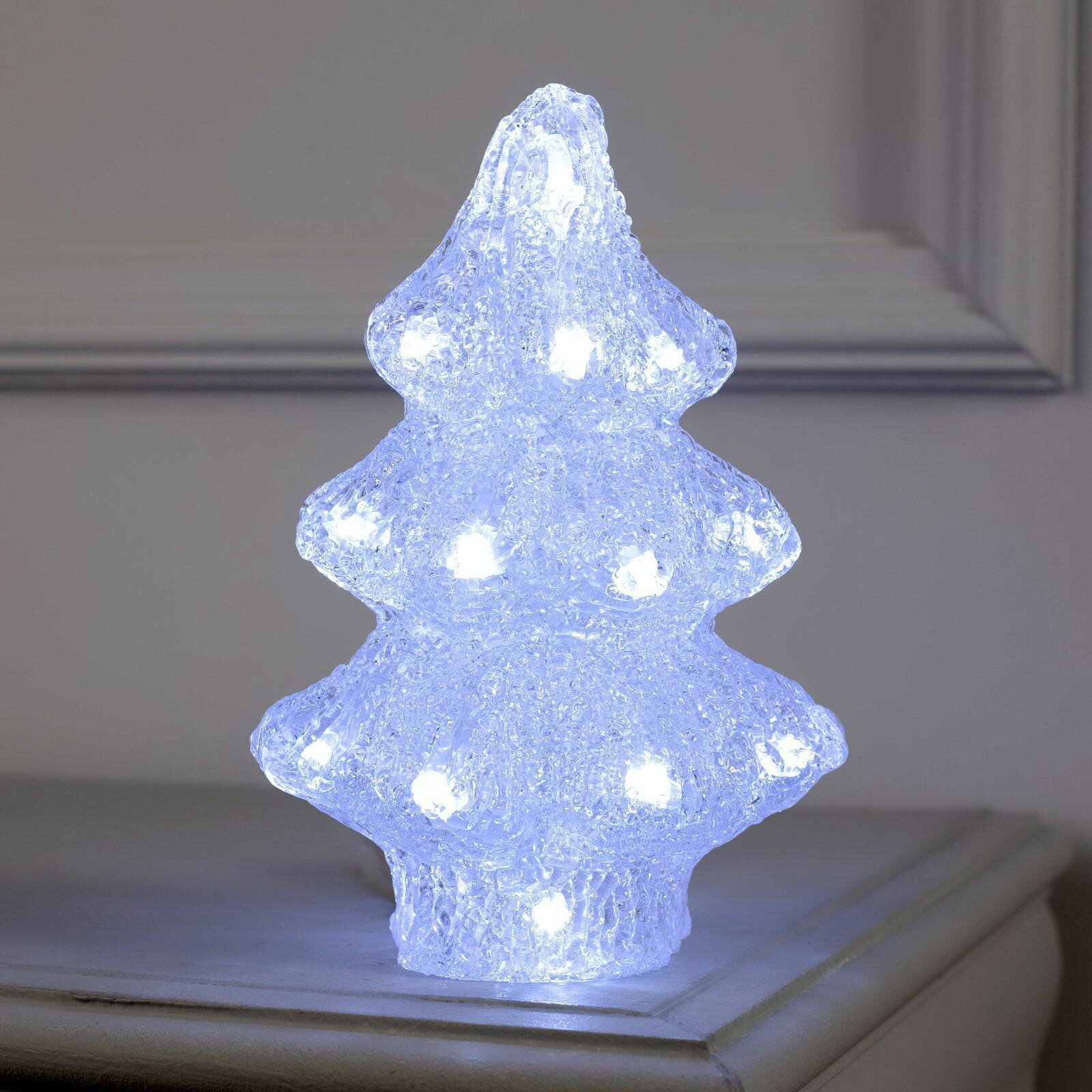 Светодиодная фигура "Ёлочка" 7x21x7 см, акрил, 20 LED, от батареек ААх2, свечение белое