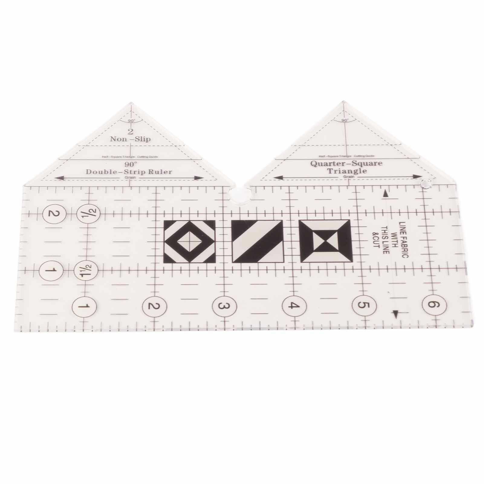 Линейка-сетка, 45/60/90 градусов, двухполосная линейка, прозрачная акриловая нескользящая четвертьтреугольная направляющая для резки для шитья