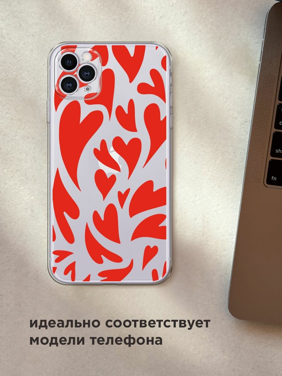 Чехол на Apple iPhone 11 Pro / Айфон 11 Про с принтом "Crazy hearts 2 - 14 февраля", прозрачный — фото 1