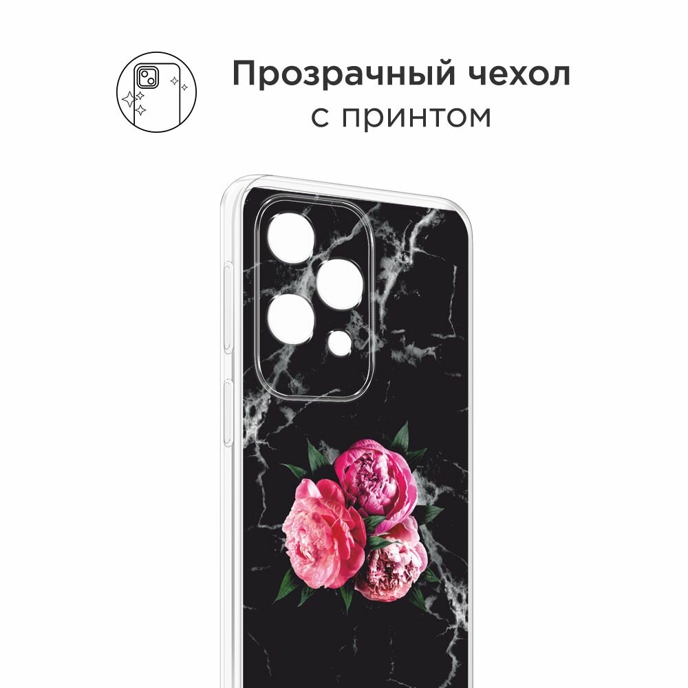 Чехол на Xiaomi Redmi Note 8T / Сяоми Редми Нот 8Т с принтом "Букет на черном мраморе" — фото 1