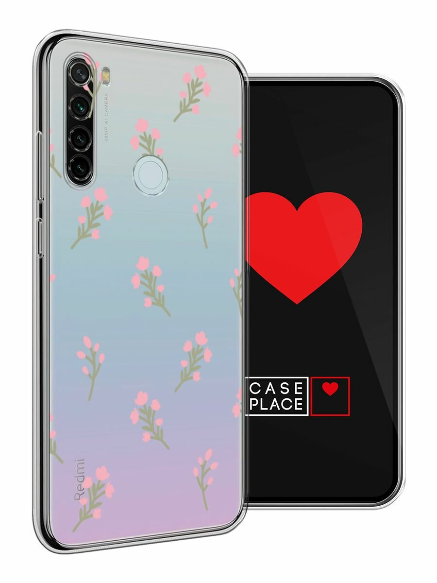 Чехол на Xiaomi Redmi Note 8T / Сяоми Редми Нот 8Т с принтом "Цветущие веточки", прозрачный — фото 1