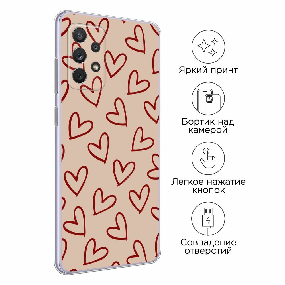Чехол на Samsung Galaxy A73 / Самсунг Галакси А73 с принтом "Little hearts doodles 1 - 14 февраля" — фото 1