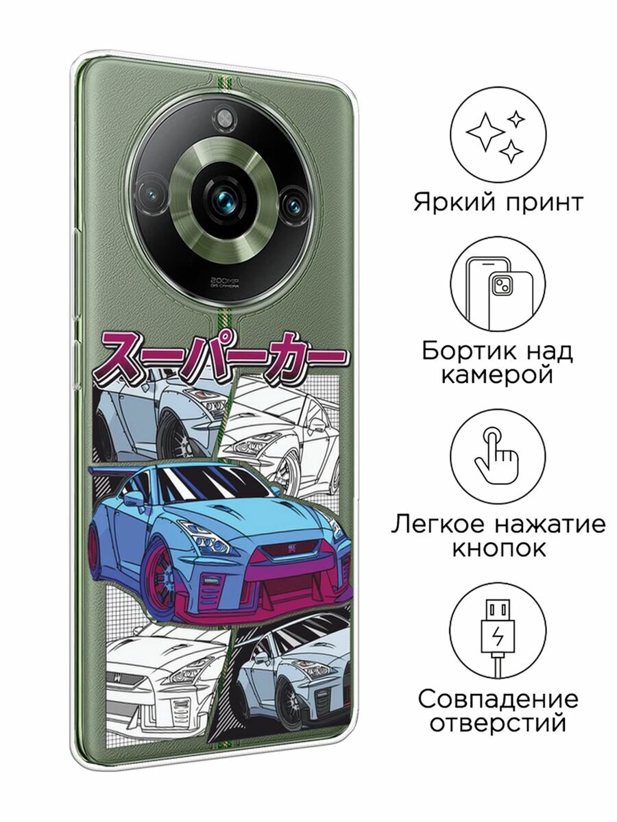 Чехол на Realme 11 Pro / Реалми 11 Про с принтом "JDM коллаж", прозрачный — фото 1