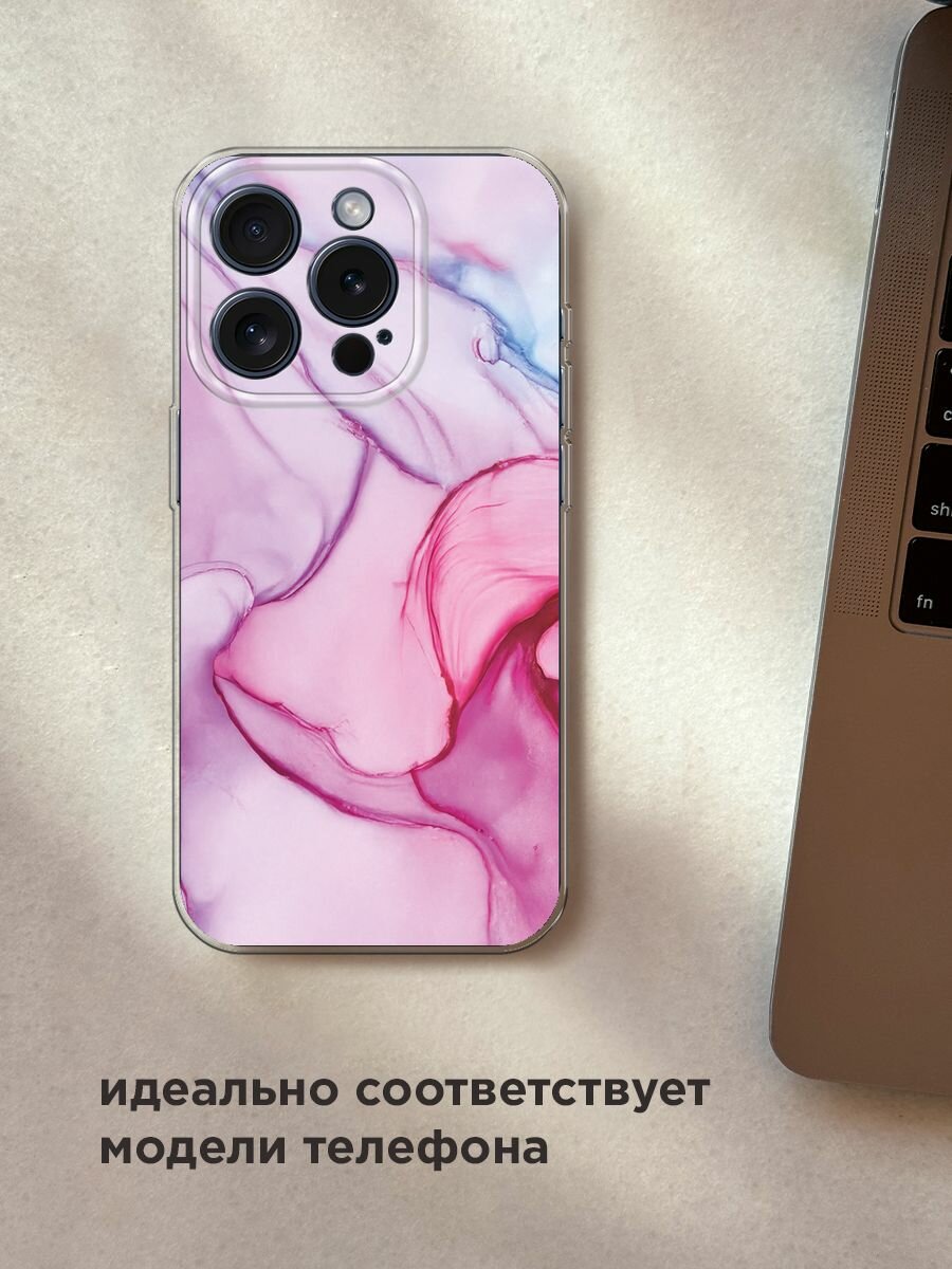 Чехол на Apple iPhone 15 Pro / Айфон 15 Про с принтом "Розовые мраморные разводы" — фото 1