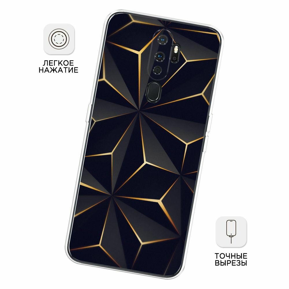 Чехол на Oppo A5 (2020)/A9 (2020) / Оппо A5 (2020)/A9 (2020) с принтом "Черные полигоны" — фото 1