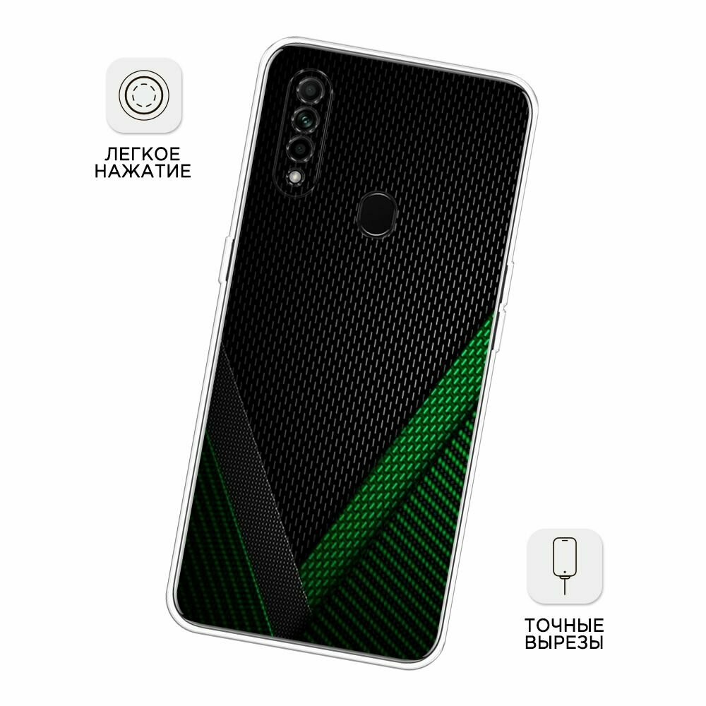 Силиконовый чехол на Oppo A31 / Оппо А31 с принтом "Зеленый карбон" — фото 1